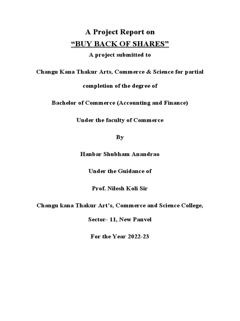 Black Book Project | PDF | Share Repurchase | Stocks