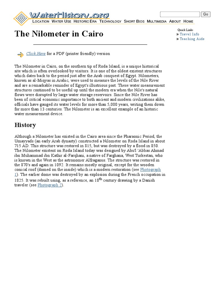 Discover Cairo's Historic Nilometer | PDF | Social Science