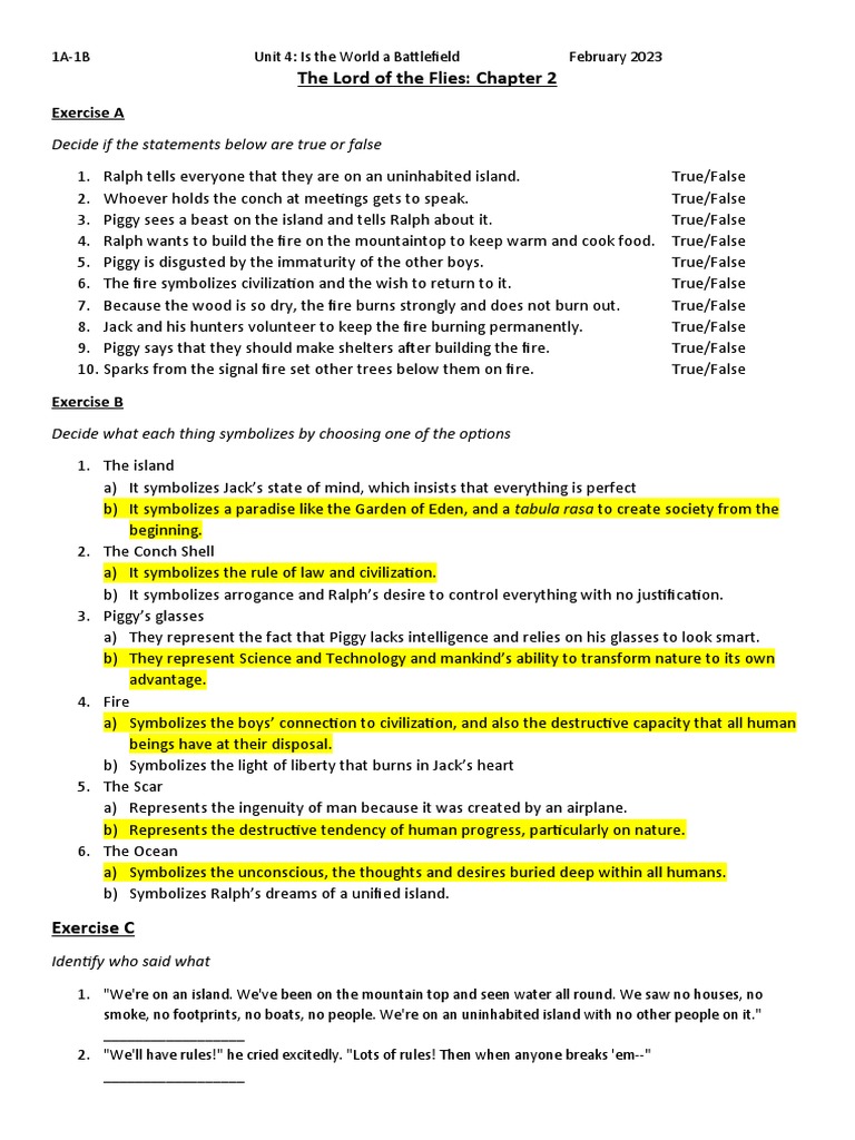 Lot FChapter 2 Worksheet | PDF