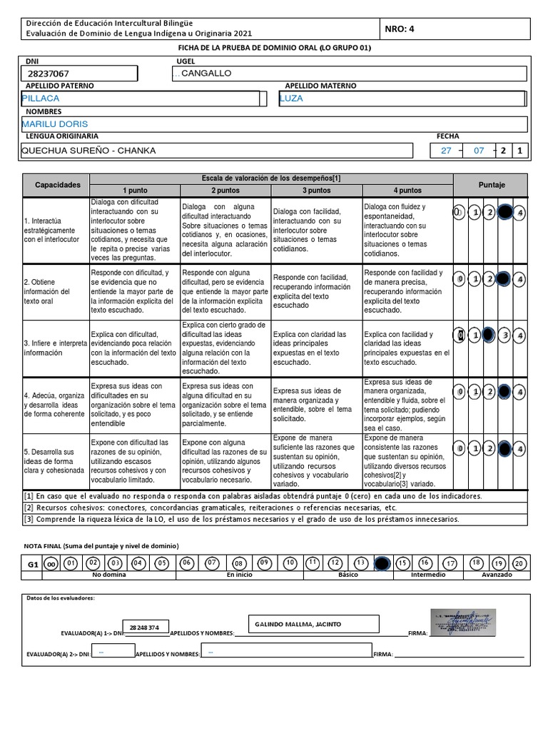 Ficha Oral - Edlo2021 - Marilu Pillaca | PDF | Léxico | Lingüística
