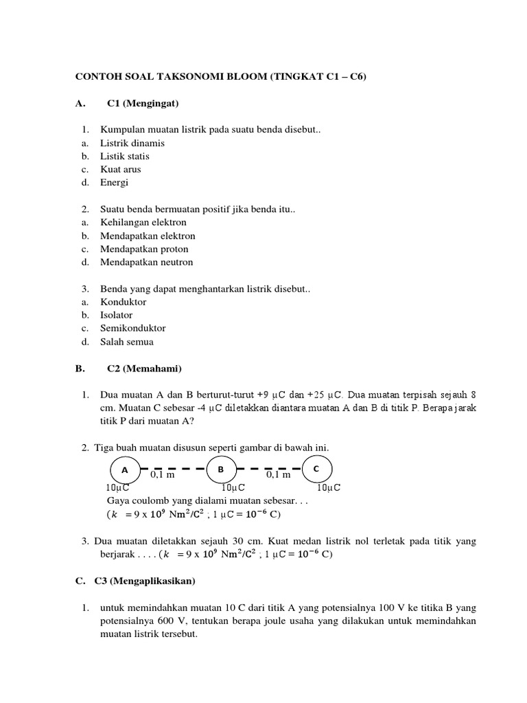 Contoh Soal Taksonomi Bloom Tingkat c1 C | PDF