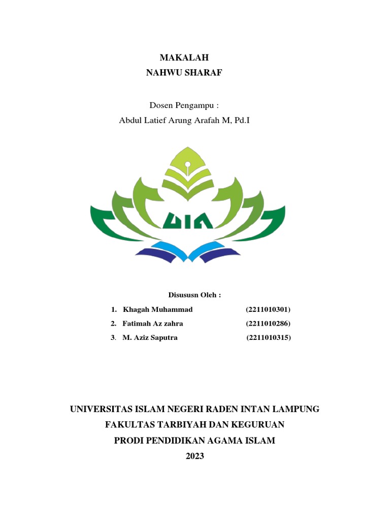 Makalah Nahwu Sharaf Kel 1 | PDF | Agama & Spiritualitas