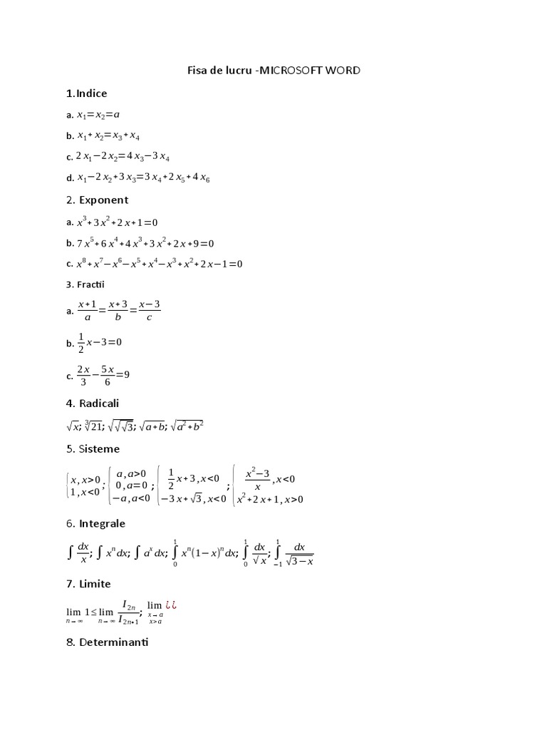 Fisa de Lucru Calcule | PDF