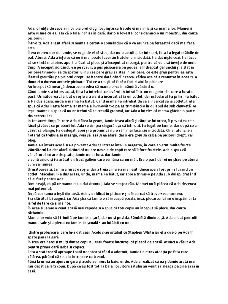 Războiul Care Mi-A Salvat Viata Rezumat | PDF