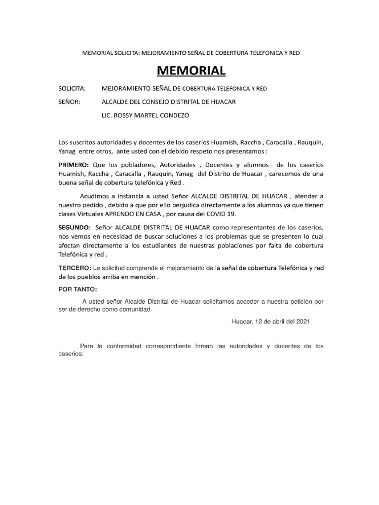 Modelo de Un Memorial | PDF