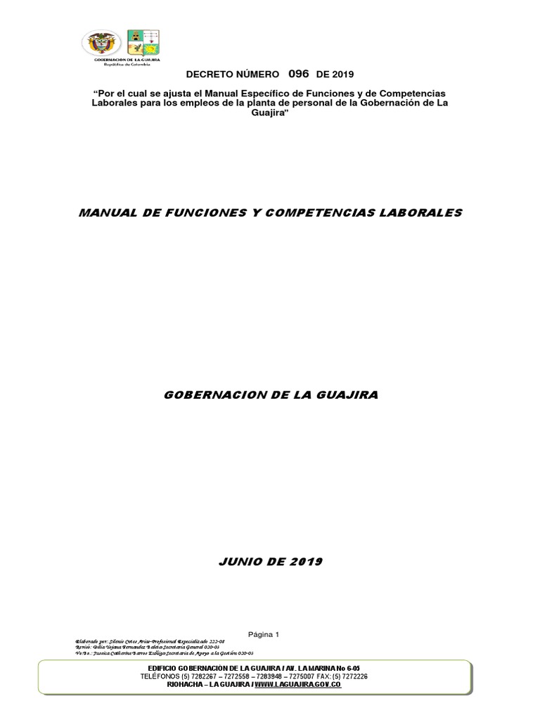 Manual de Funciones Gobernación 2018 PDF | PDF | Presupuesto