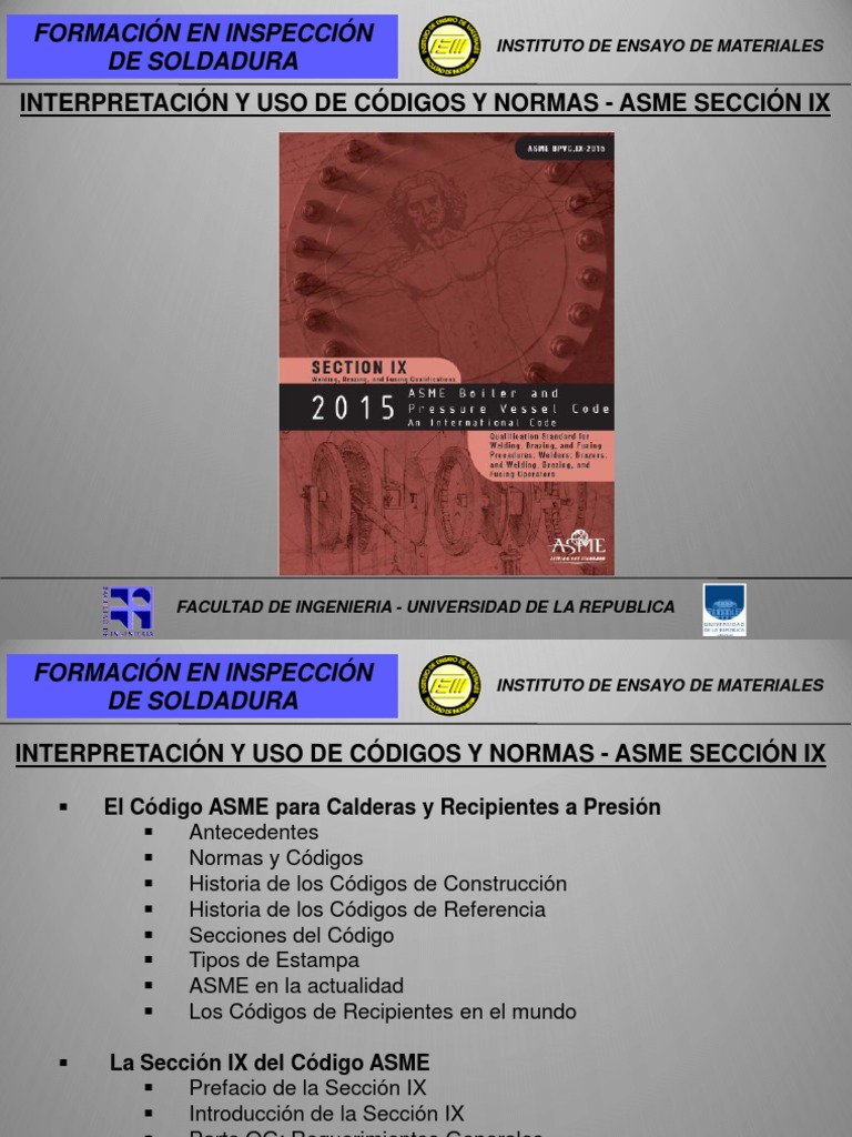Código ASME Sección IX interpretación normas soldadura | PDF | Ingeniería | Ingeniería mecánica