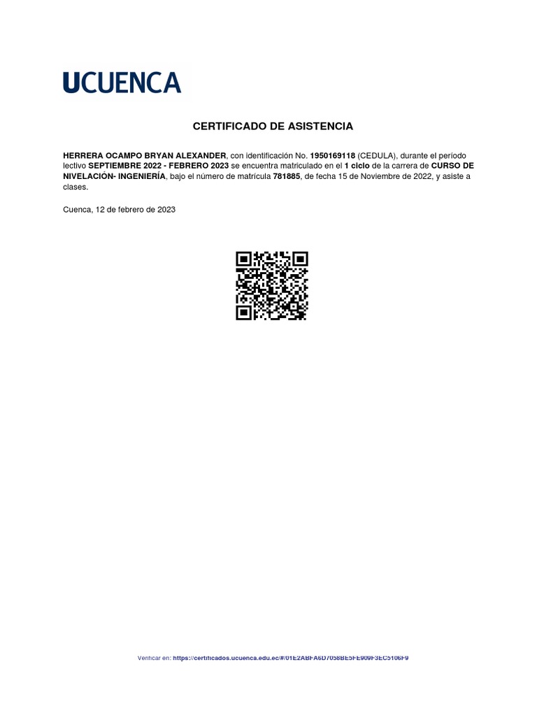 Certificado de Asistencia | PDF