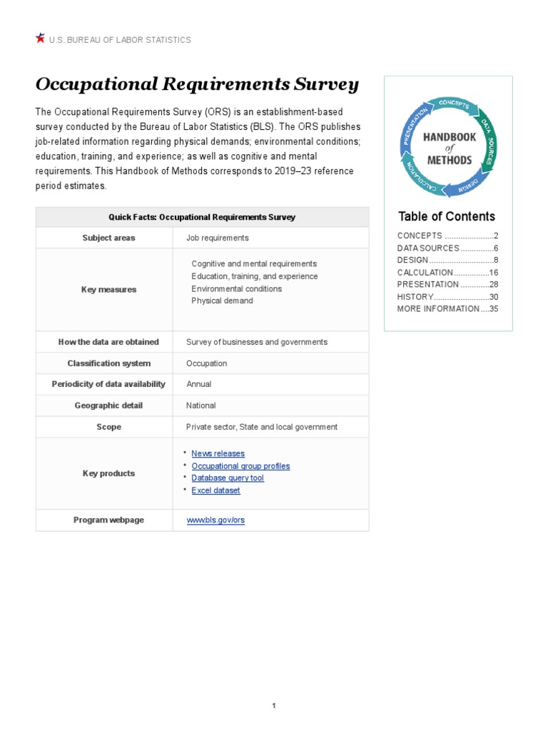 2020.usbls. Occupational Requirements Survey | PDF | Sampling ...