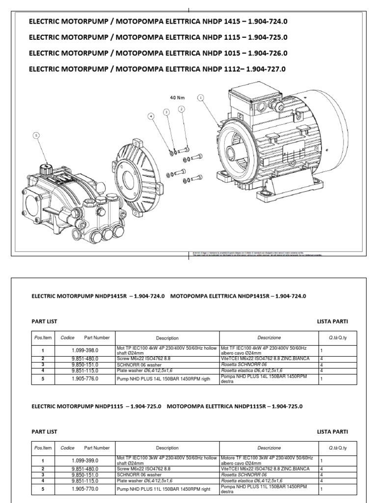 Technical+sheets+motopumps+nhdp Bombas | PDF