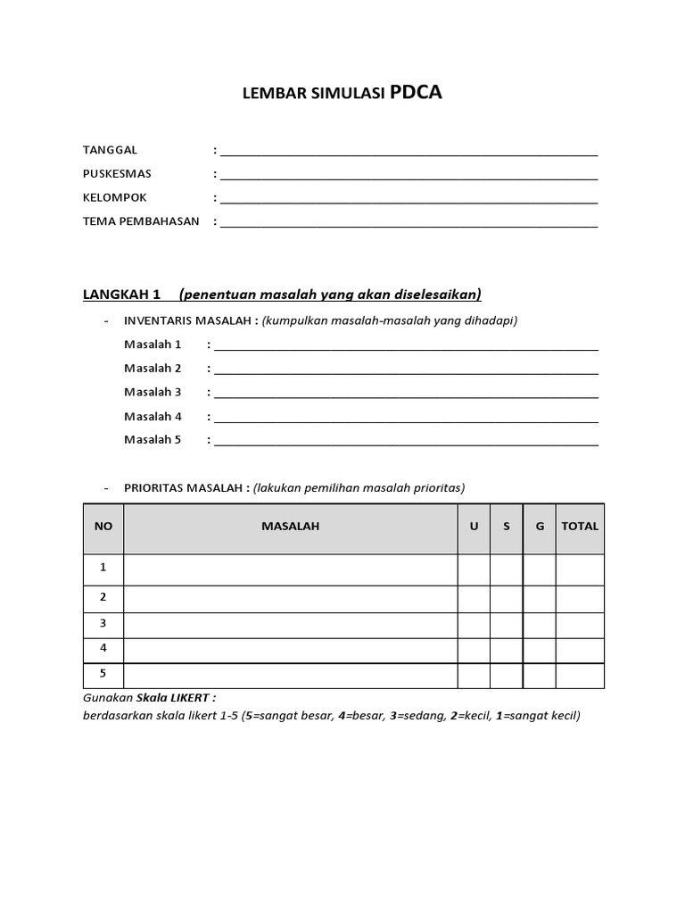 Lembar Simulasi Pdca | PDF