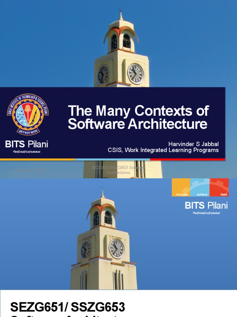 The Many Contexts of Software Architecture: BITS Pilani | PDF | Software Architecture | Software ...
