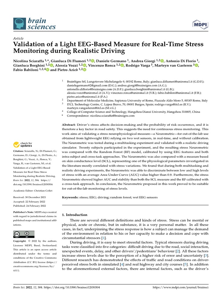 Validation of A Light EEG-Based Measure For Real-Time Stress Monitoring ...