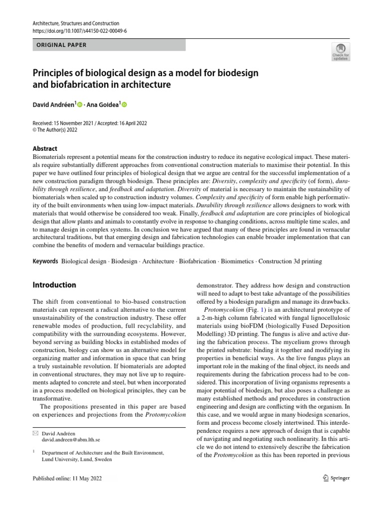 01 Principes of Biological Desing | PDF | Diffusion | Ecological Resilience