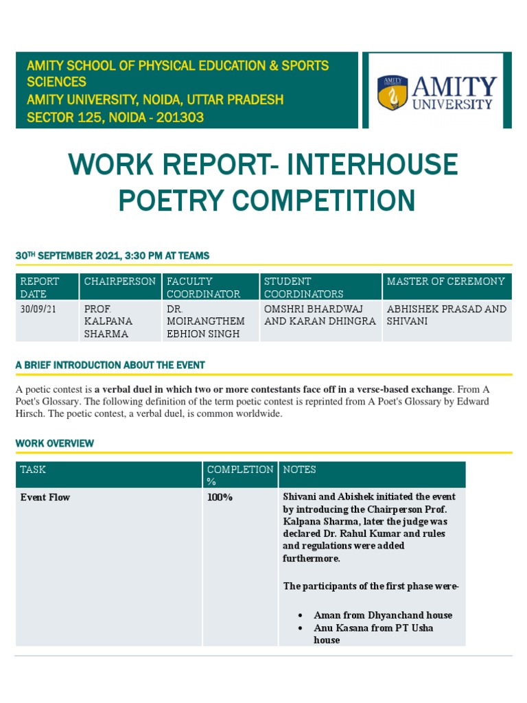 Interhouse Poetry Competition | PDF