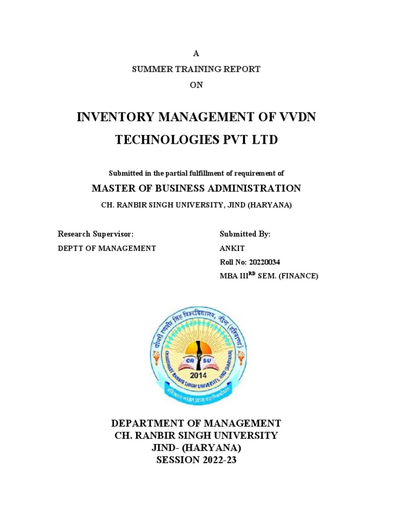Training Report Pdf Inventory Supply Chain