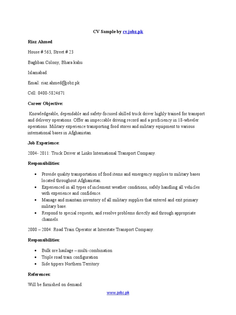 CV Sample by Riaz Ahmed | PDF