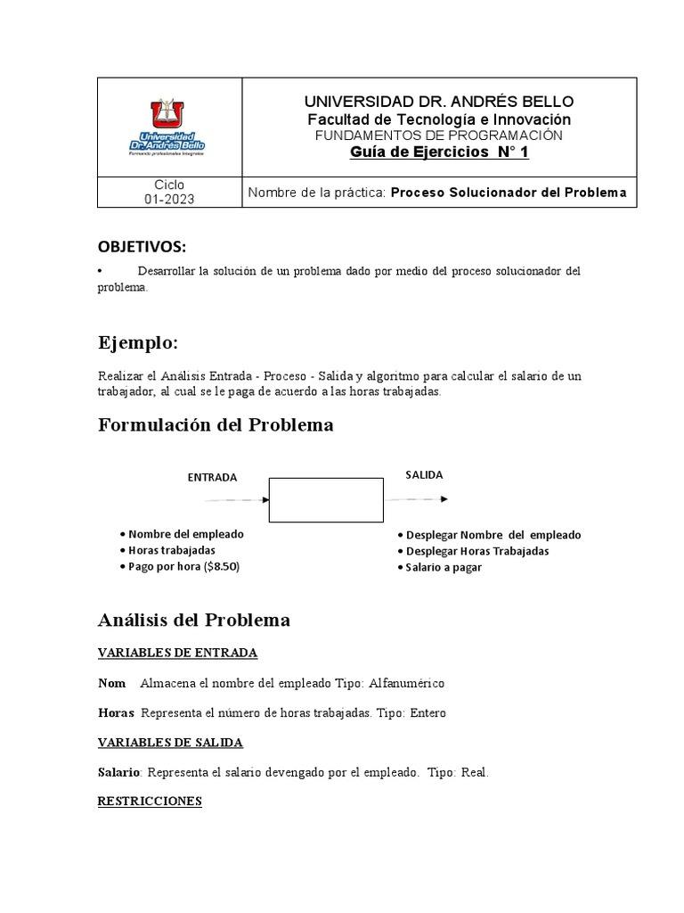 Practica #1 Proceso Solucionador Del Problema | Descargar gratis PDF | Salario | Algoritmos