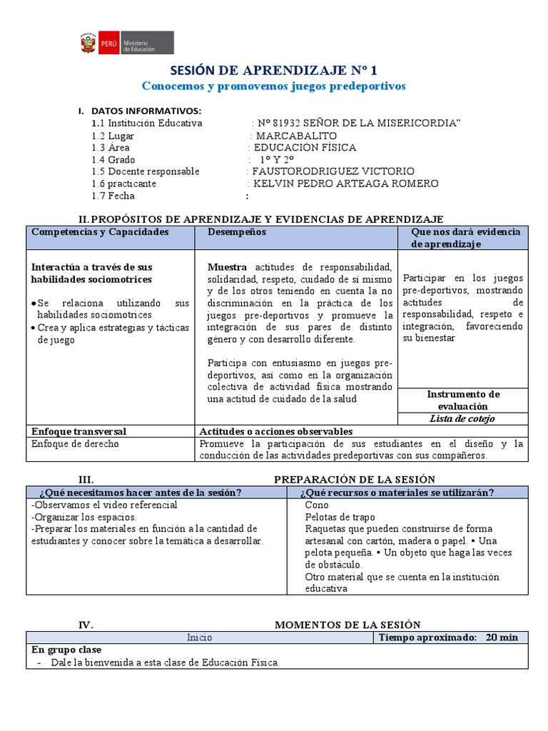 Sesion de Aprendizaje #1 | PDF | Aprendizaje | Evaluación