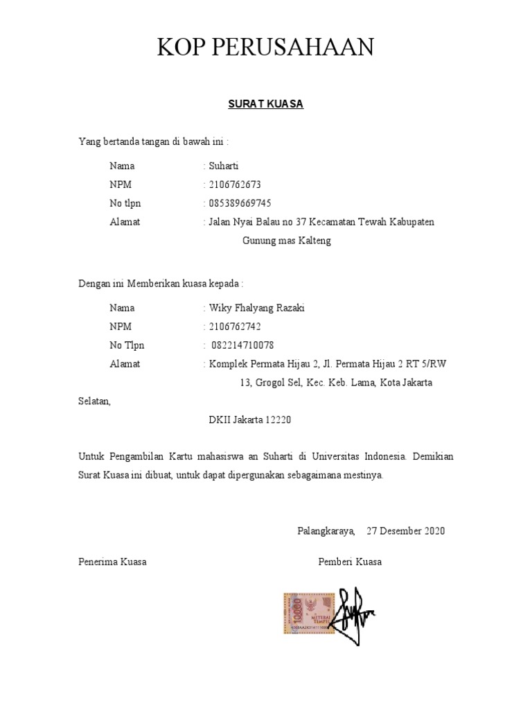 Surat Kuasa KTM | PDF