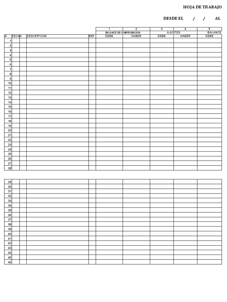 Formato Hoja de Trabajo | PDF