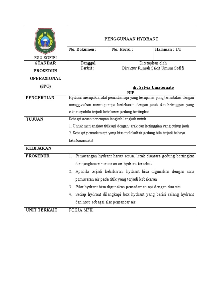 Sop Penggunaan Hydrant | PDF