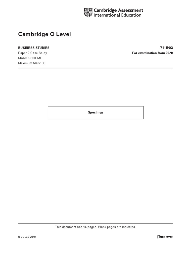 2020 Specimen Paper 2 Mark Scheme | PDF | Understanding | Knowledge