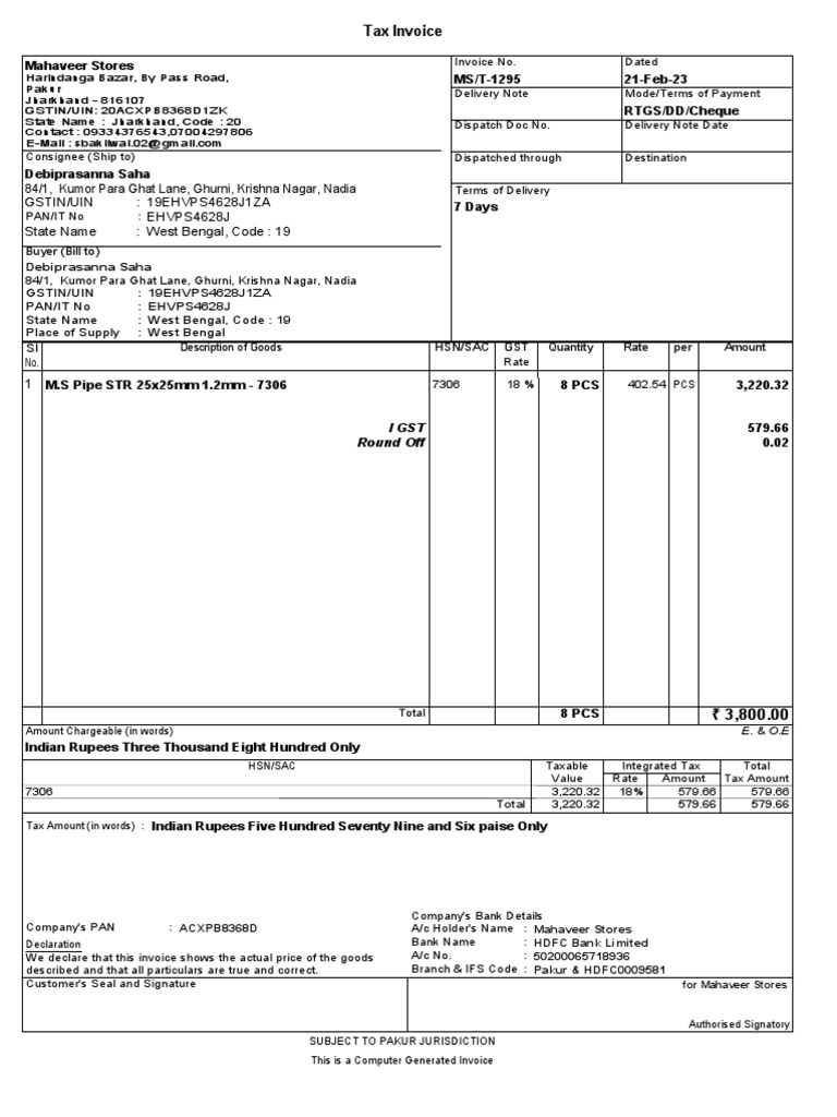 MST 1295 | PDF | Invoice | Taxes