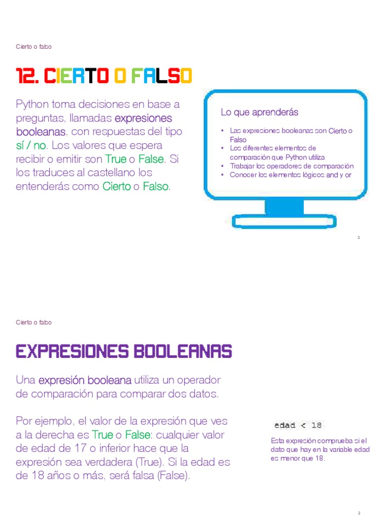 Cierto o Falso | PDF | Álgebra de Boole | Enseñanza de matemática