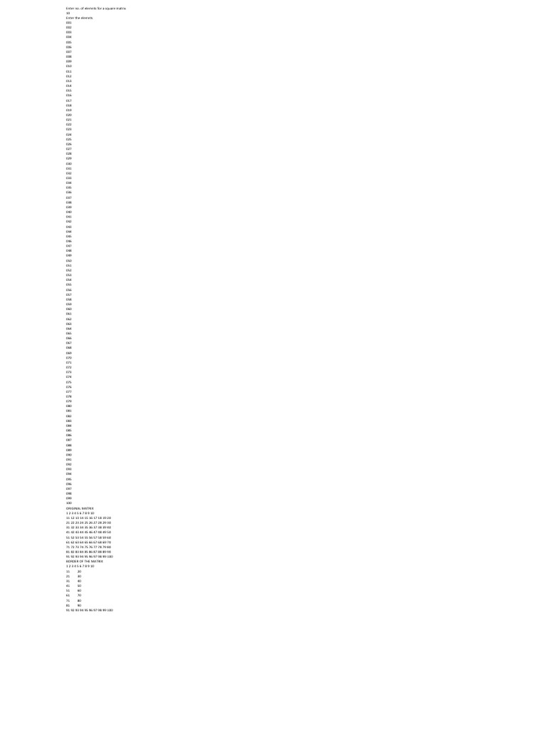 2D Array - Border of Matrix 100 Elements Program Java | PDF | Teaching ...