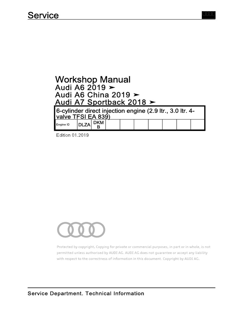 6-Cyl. Direct Injection Engine (2.9l., 3.0l. 4-Valve TFSI EA 839) DLZA ...