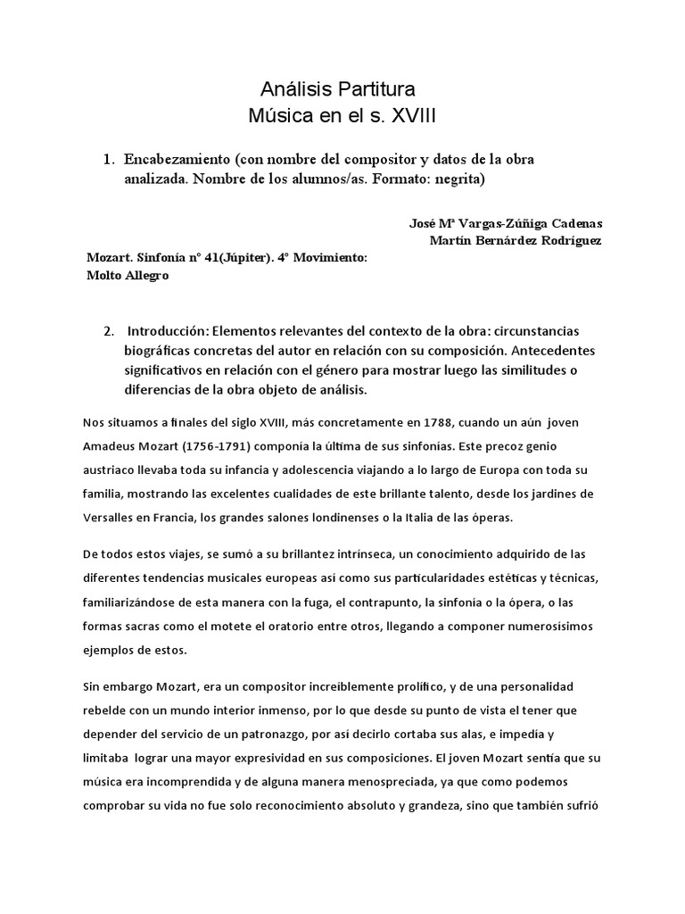 Análisis Partitura Mozart | PDF | Wolfgang Amadeus Mozart | Sinfonía