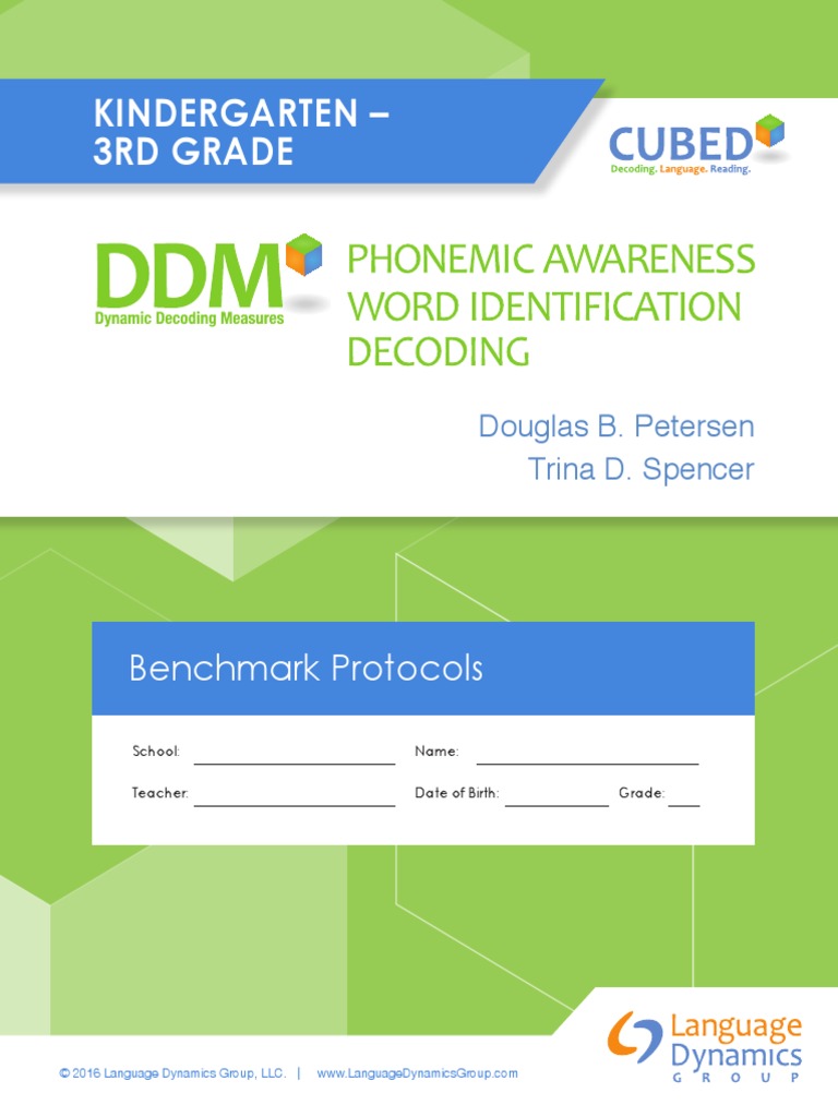 CUBED DDM Ñ Benchmark Ñ Combination Booklet | PDF | Kindergarten | Phoneme