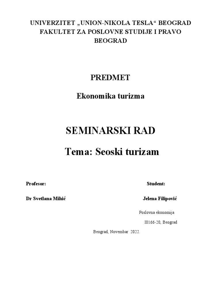 Seminarski Rad I0166-20 | PDF