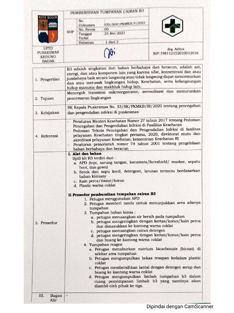 Sop - Pembersihan Tumpahan Cairan B3 | PDF