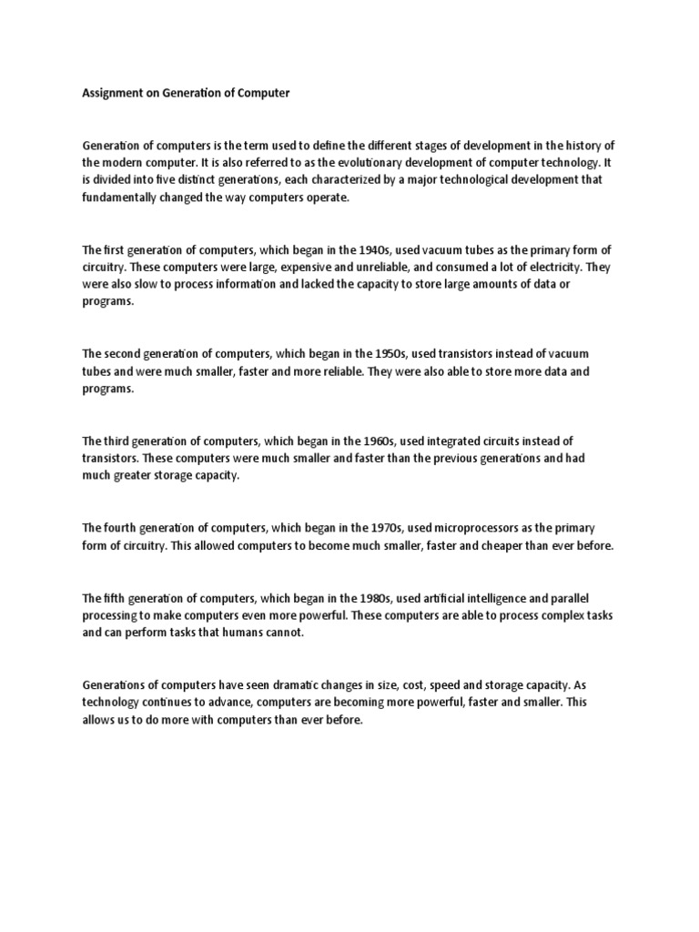 Generations of Computer Development History | PDF