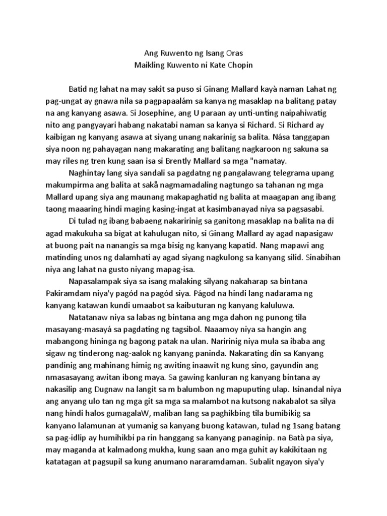 Ang Ruwento NG Isang Oras | PDF