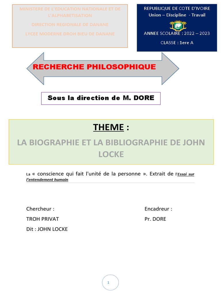 Biographie et œuvres de John Locke | PDF | John Locke