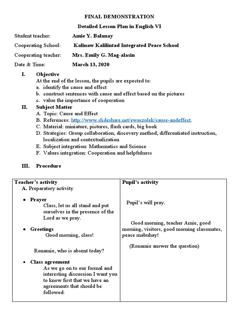 Cause and Effect Lesson Plan AMIE | PDF | Flood | Causality