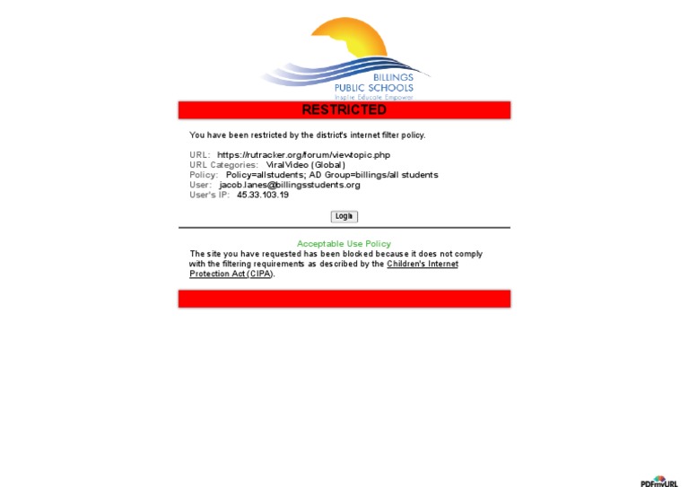 Internet Filter Restriction Notice | PDF