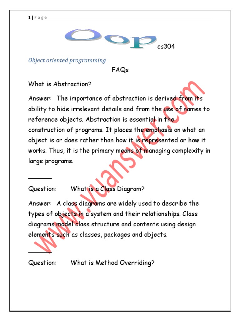 CS304 IMP Short Notes | PDF | Object Oriented Programming | Class ...