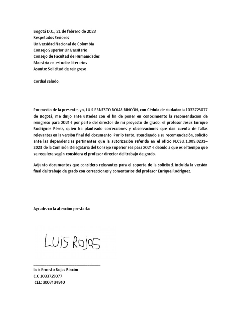 Solicitud de Reingreso 2024-I | PDF | Crecimiento personal y profesional