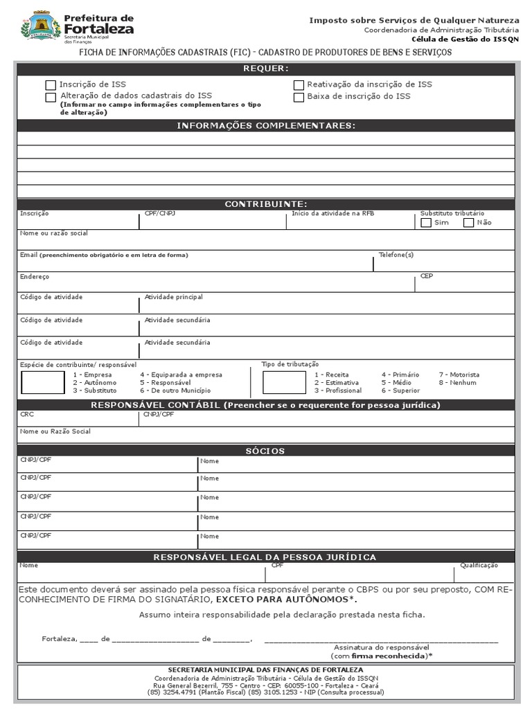 Ficha de Informações Cadastrais - FIC | PDF | Contabilidade | Governo