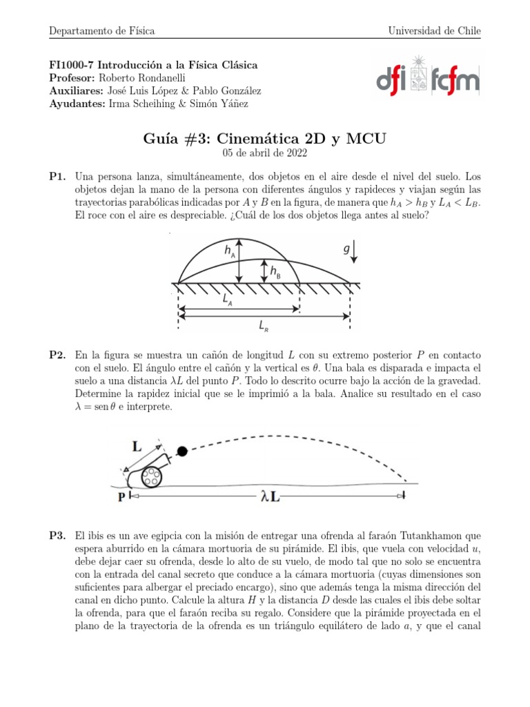 Guía 3 (Cinemática 2D y MCU) | PDF | Velocidad | Cinemática