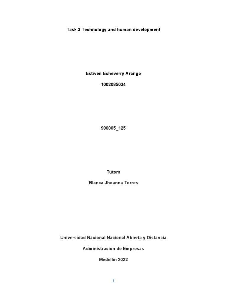 Task 3 Technology and Human Development - Stiven Arango | PDF ...