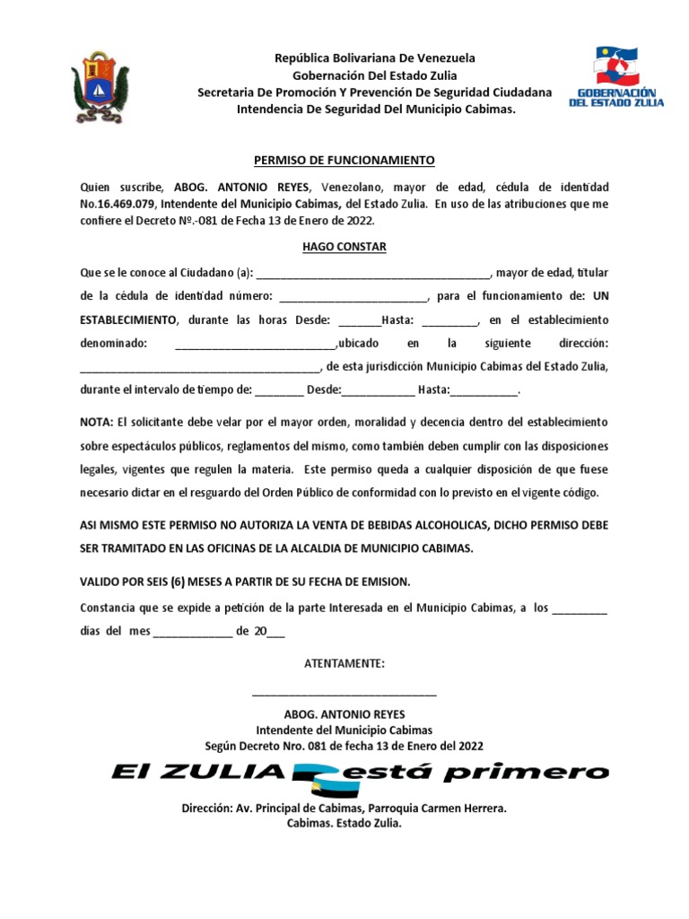 Permiso Funcionamiento | PDF | Justicia | Crimen y violencia