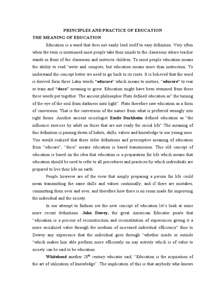 Principles and Practice of Education-1 | PDF | Liberal Arts Education ...