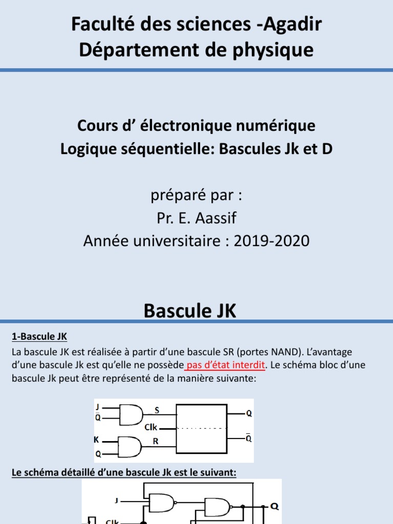 Bascule JK et D : Logique séquentielle | PDF | Électronique numérique | Logique mathématique