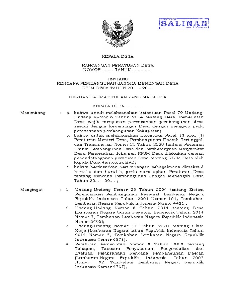 RPJM Desa: Rencana Pembangunan Menengah | PDF