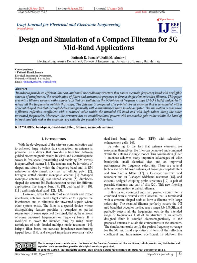 Design and Simulation of A Compact Filtenna For 5G | PDF | Antenna ...